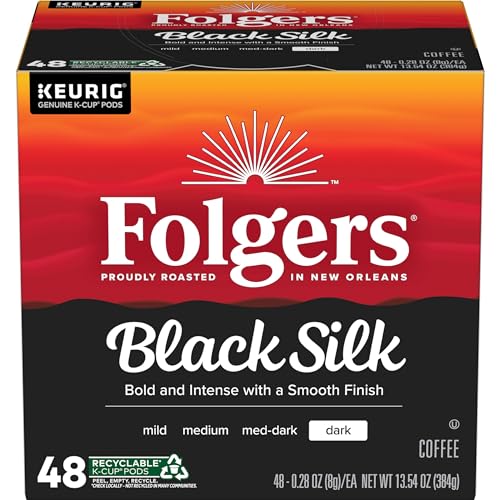 Folgers Black Silk Dark Roast Coffee, 192 Keurig K-Cup Pods