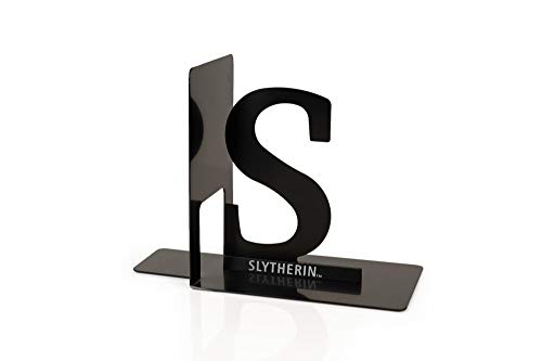 Underground Toys Harry Potter Metal Bookends - Black Hogwarts House Slytherin Diecast Design - Decorative Book Holder - Home, Office, Kitchen, Room Decor - Books Collection Display for Shelves