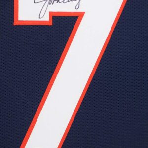 John Elway Autographed Blue Denver Jersey - Beautifully Matted and Framed - Hand Signed By John Elway and Certified Authentic by Beckett - Includes Certificate of Authenticity