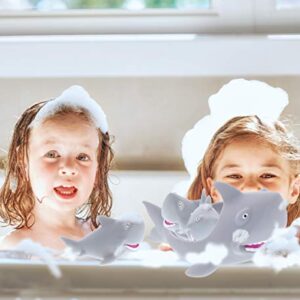 Dollibu Family Animal Bath Squirters 4 Piece Bath Toy Set, Toddler Bath Toys for Bathtime & Water Fun, Girls & Boys Floating Rubber Squirt Toys, Floaty Pool Toys for Toddlers & Kids (Gray)