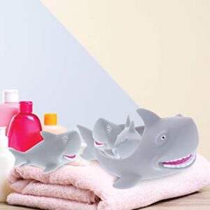 Dollibu Family Animal Bath Squirters 4 Piece Bath Toy Set, Toddler Bath Toys for Bathtime & Water Fun, Girls & Boys Floating Rubber Squirt Toys, Floaty Pool Toys for Toddlers & Kids (Gray)