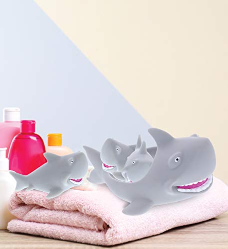 Dollibu Family Animal Bath Squirters 4 Piece Bath Toy Set, Toddler Bath Toys for Bathtime & Water Fun, Girls & Boys Floating Rubber Squirt Toys, Floaty Pool Toys for Toddlers & Kids (Gray)