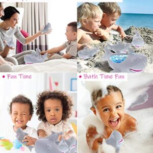 Dollibu Family Animal Bath Squirters 4 Piece Bath Toy Set, Toddler Bath Toys for Bathtime & Water Fun, Girls & Boys Floating Rubber Squirt Toys, Floaty Pool Toys for Toddlers & Kids (Gray)