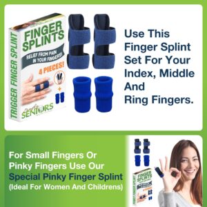 Simply Seniors Finger Splints - Set of 2 Splints & 2 Sleeves - Pain & Arthritis Relief - Brace for Trigger, Mallet & Broken Finger - Fits Index, Middle, Ring - Adjustable Support for Injury & Sprain