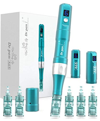 Dr. Pen Ultima A6S Professional Microneedling Pen - Wireless Derma Auto Pen - Best Skin Care Tool Kit for Face and Body - 6 Cartridges (3pcs 16pin + 3pcs 36pin)