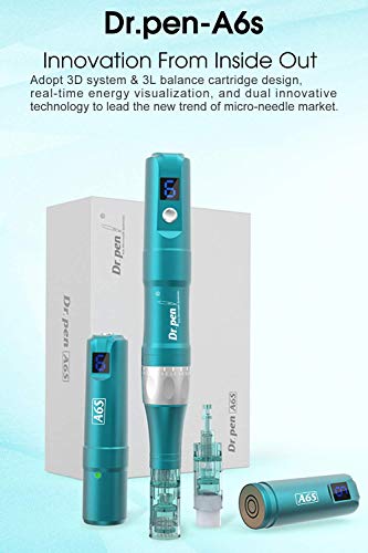 Dr. Pen Ultima A6S Professional Microneedling Pen - Wireless Derma Auto Pen - Best Skin Care Tool Kit for Face and Body - 6 Cartridges (3pcs 16pin + 3pcs 36pin)