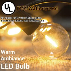 Abeja 25 Feet Outdoor String Lights G40 Led Globe Patio Lights with 25 Shatterproof Bulbs (2 Spare), LED String Lights Commercial Grade Waterproof Backyard Lights for Outside Porch Bistro, Black Wire