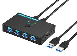 sgeyr usb 3.0 switch usb switcher 2 computers sharing 4 usb devices usb metal kvm switch for printer, keyboard switches, scanner pcs with one-button swapping and 2 pack usb cables