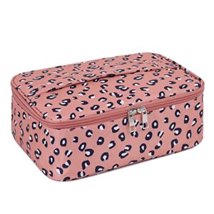 narwey travel makeup bag large cosmetic bag makeup case organizer for women (leopard)