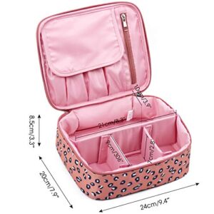 Narwey Travel Makeup Bag Large Cosmetic Bag Makeup Case Organizer for Women (Leopard)