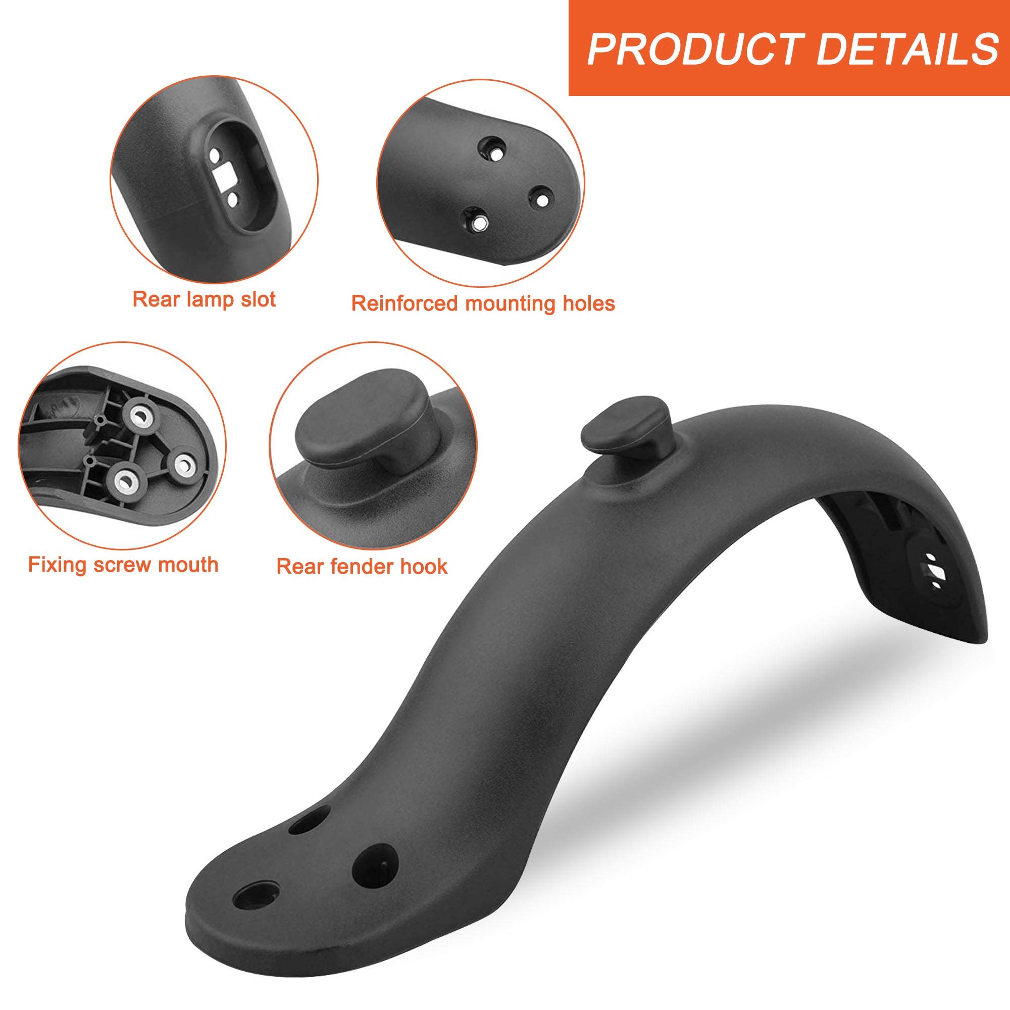 TOMALL Scooter Replacement Accessory Includes Rear Fender and Rear Mudguard Bracket and Rear Brake Light with 3 Pieces Rubber Vibration Dampers Compatible for M365/ M365 Pro Scooter