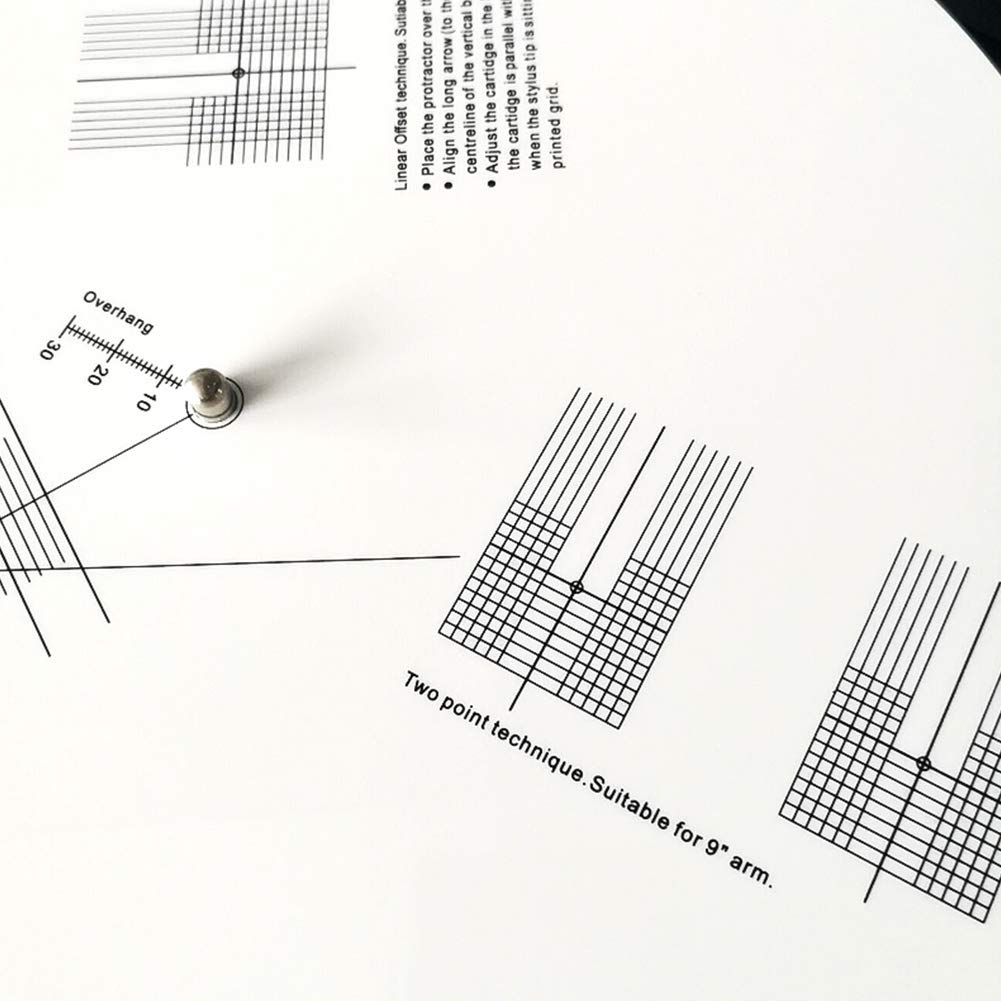 Turntable Cartridge Alignment Protractor Mat, Anti-sliding LP Vinyl Record Pickup Calibration Plate Distance Gauge Protractor Adjustment Tool Ruler for Turntable Accessor