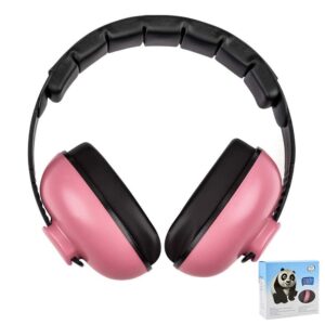 solar-power baby noise cancelling headphones, ear protection earmuffs noise reduction for 0-3 years kids/toddlers/infant, for babies sleeping, airplane, concerts, movie, theater, firework (rose red)