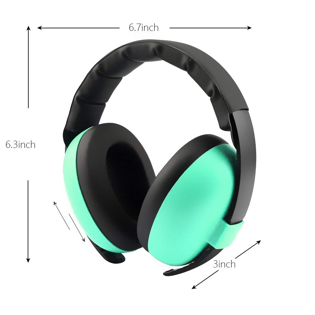 Baby Noise Cancelling Headphones, Ear Protection Earmuffs Noise Reduction for 0-3 Years Kids / Toddlers / Infant, for Babies Sleeping, Airplane, Concerts, Movie, Theater, Firework (Mint Green)