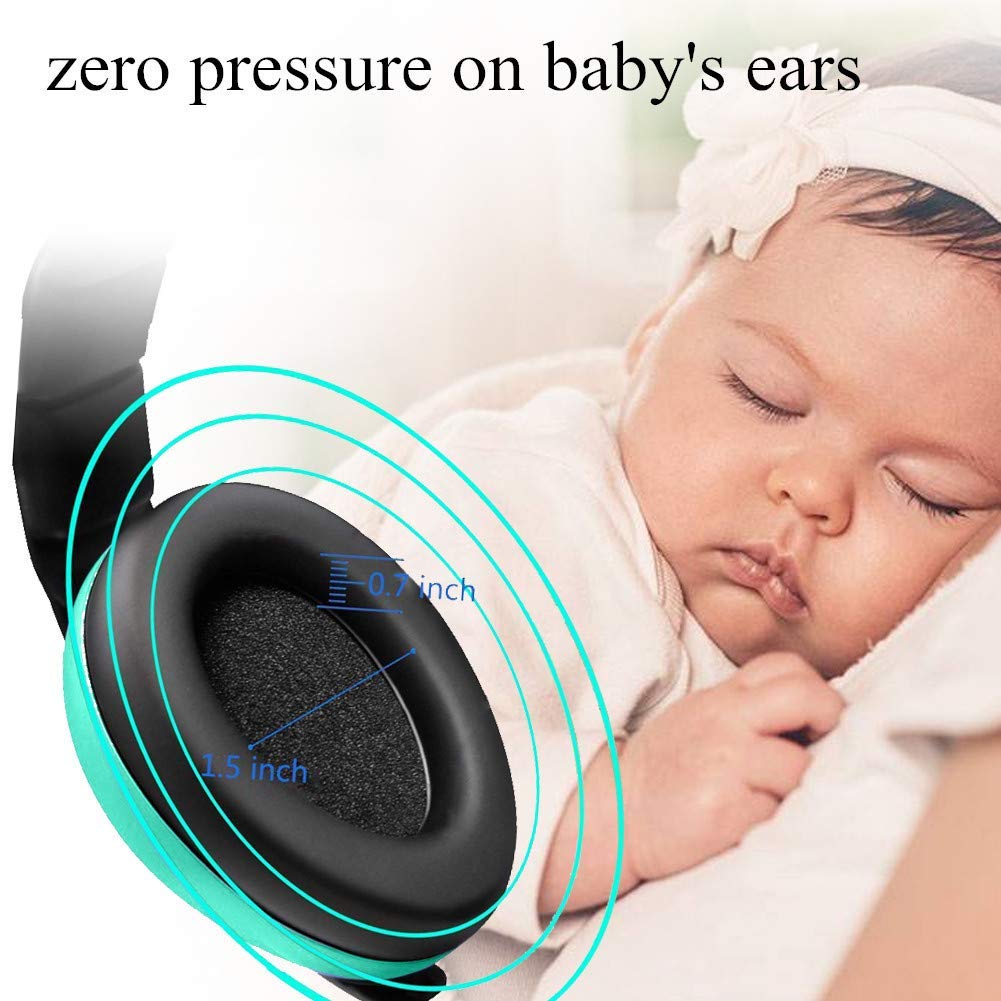 Baby Noise Cancelling Headphones, Ear Protection Earmuffs Noise Reduction for 0-3 Years Kids / Toddlers / Infant, for Babies Sleeping, Airplane, Concerts, Movie, Theater, Firework (Mint Green)