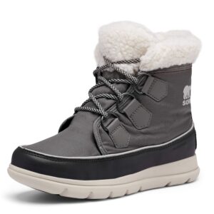 sorel women's faux fur collar snow boot, grey quarry, 7