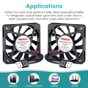 2 Packs Wathai 60mm x 10mm USB Fan 5V DC Brushless Cooling Fan