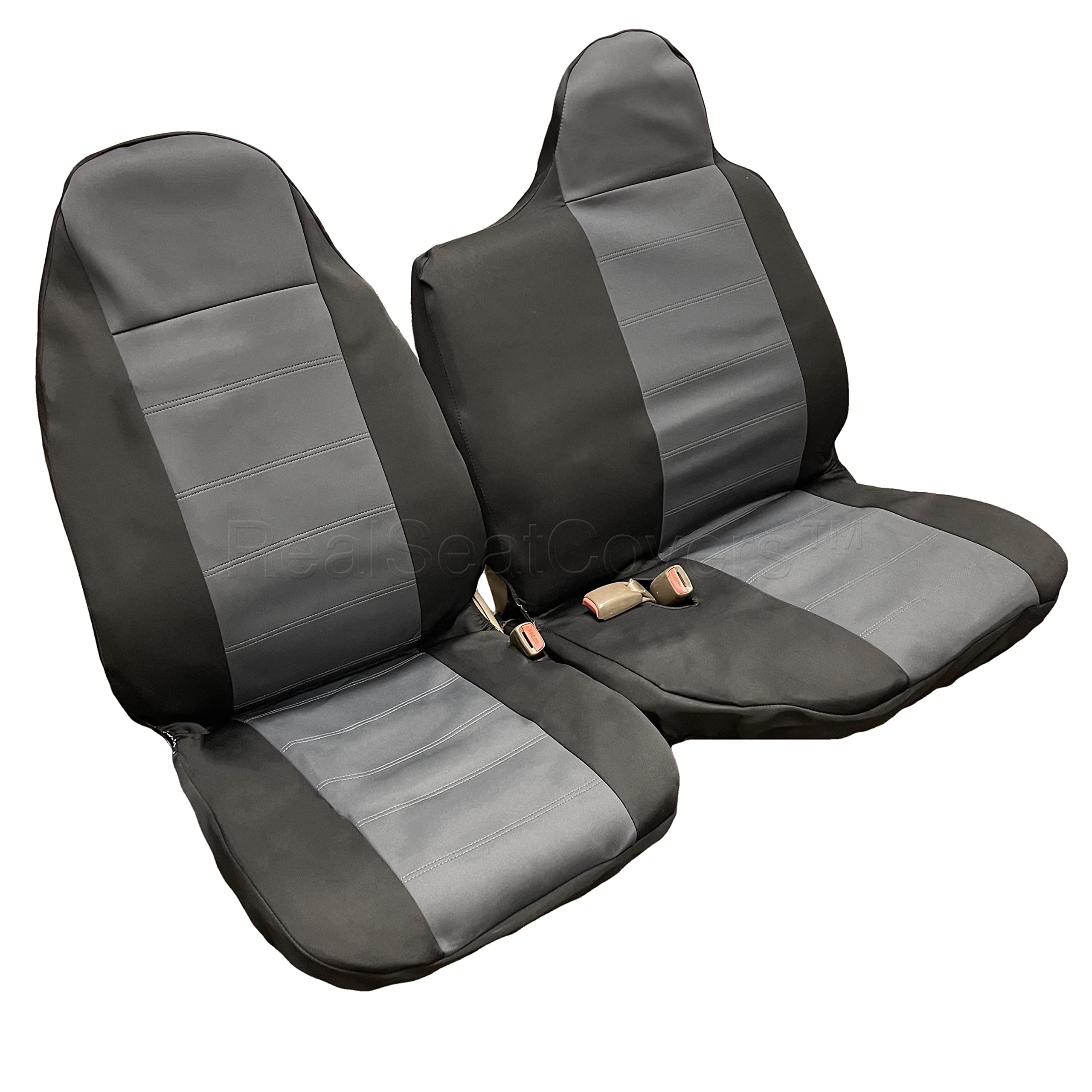 RealSeatCovers 100% Waterproof Neoprene A77 Regular Cab RCab 60/40 Split Bench Seat Cover Molded Headrest for Ford Ranger 1998-2001 (Gray/Black)