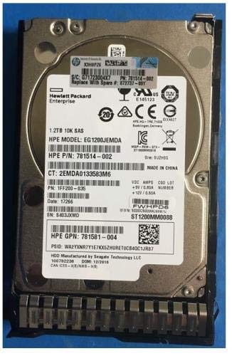 Hewlett Packard 872737-001 1.2tb 10k 2.5 12g Sas Ds Sc Hddint F/s New Hpe Spare 1yr Wty