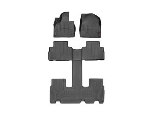 weathertech custom fit floorliners for hyundai palisade - full set (441578-1-2-3), black