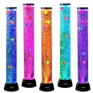 playlearn 2.7ft sensory bubble tube - 8 fake fish - 8 color changing led lights - fake fish tank bubble lamp