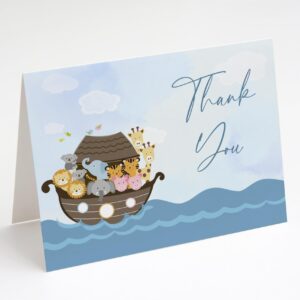 Noah's Ark Thank You Cards Two by Two Thank You Notes Twins Boy Girl Noah Noahs Arc Baby Shower Sunday School Teacher Christian Religious Noah Arc Blessing Folding Notes (24 Count)