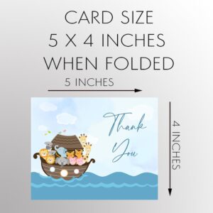 Noah's Ark Thank You Cards Two by Two Thank You Notes Twins Boy Girl Noah Noahs Arc Baby Shower Sunday School Teacher Christian Religious Noah Arc Blessing Folding Notes (24 Count)