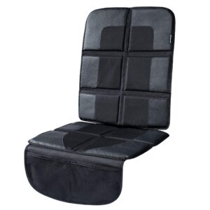 magnelex car seat protector, largest cover, extra thick padding and waterproof 600d polyester, 2 large pockets, front or rear use, latch compliant car seat protector