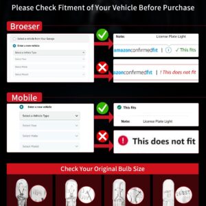 LASFIT 194 168 2825 W5W LED Bulb White Canbus Error Free, T10 LED Bulbs 400LM 6000K Super Bright for Dome Map License Plate Trunk Cargo Lights (2-Pack)