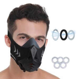 fdbro sports mask 12 breathing levels pro workout mask for fitness,running,resistance,cardio,endurance mask for fitness sport mask (black, m)