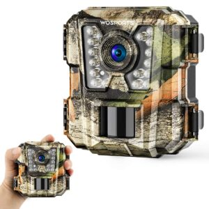 wosports mini trail camera,24mp 1080p hd game hunting camera motion activated with ir night vision waterproof video cam for wildlife scouting hunting deer cam