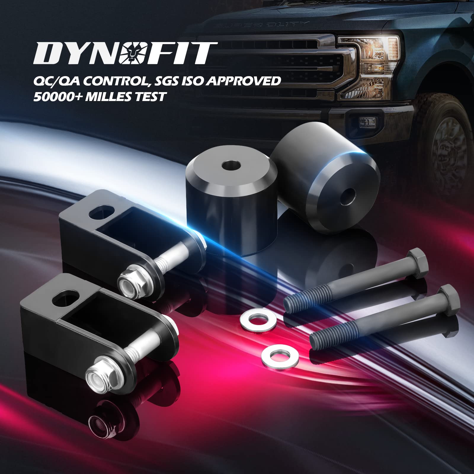 dynofit 2.5" Leveling Lift Kit for 2005-2020 F-250 F350 Super Duty(4WD),2.5 Inch Solid Front Struct Spacers+Shock Extenders for 05-20 Heavy Duty(HD) F250 350 Coil Spring Suspension