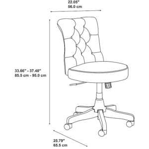 Bush Furniture Key West Mid Back Tufted Office Chair, Light Gray Fabric