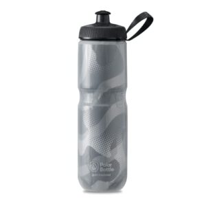 polar bottle sport insulated water bottle - bpa-free, sport & bike squeeze bottle with handle (contender - charcoal & silver, 24 oz)