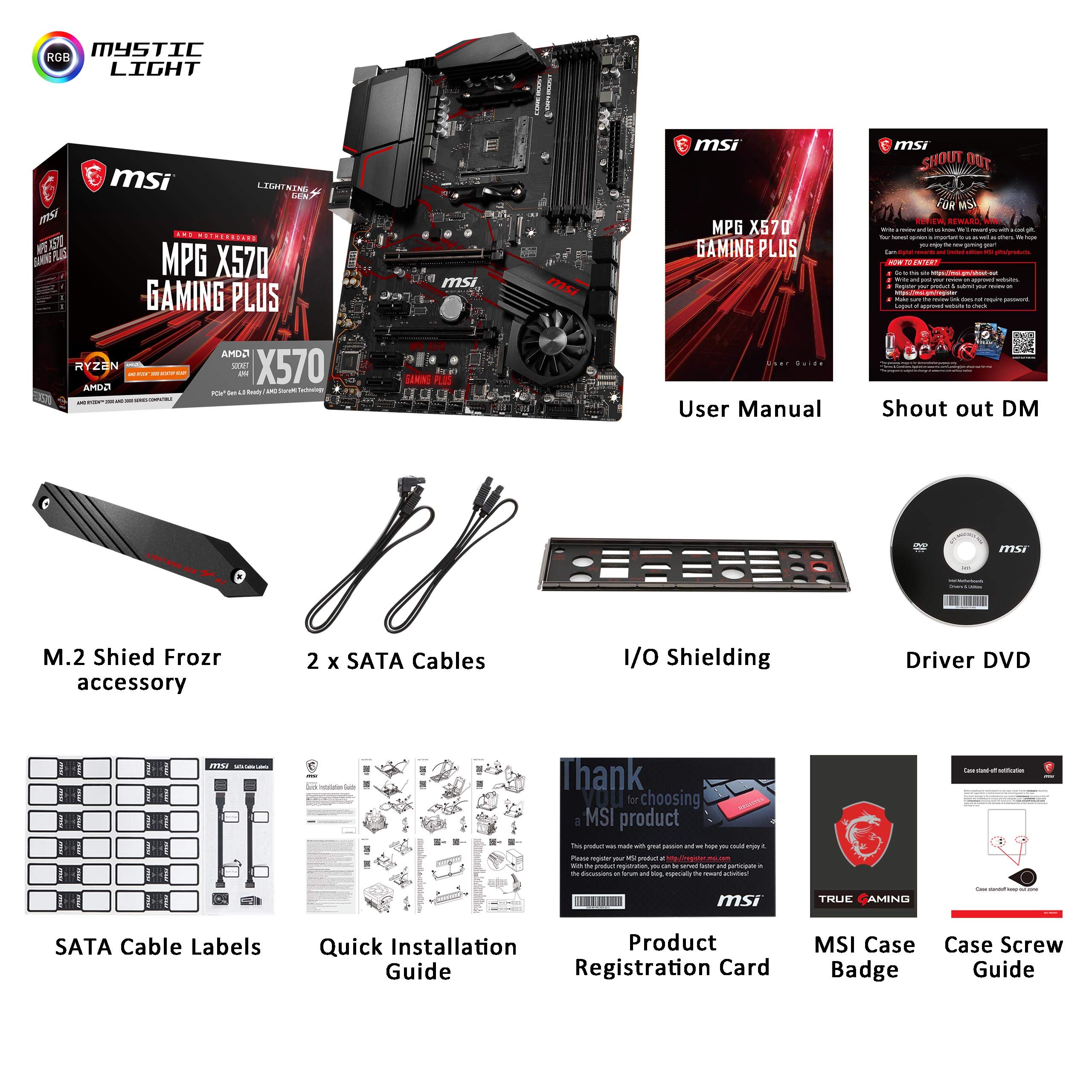 MSI MPG X570 Gaming Plus Motherboard (AMD AM4, PCIe 4.0, DDR4, SATA 6Gb/s, M.2, USB 3.2 Gen 2, HDMI, ATX) (Renewed)