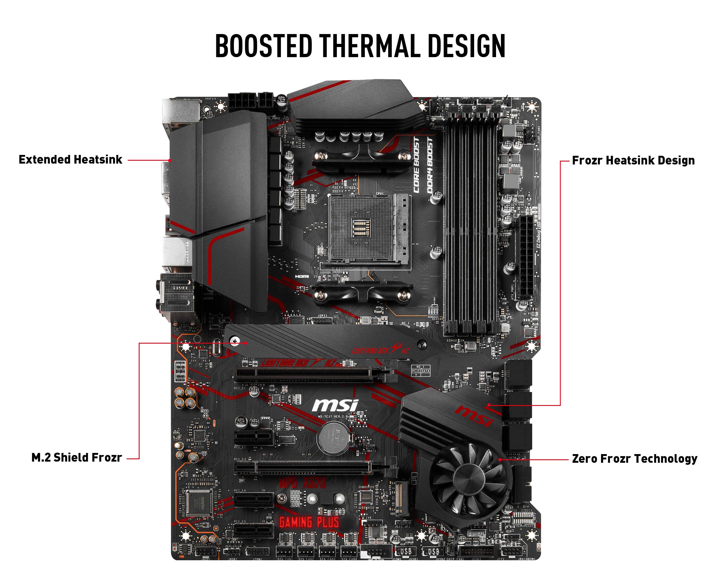 MSI MPG X570 Gaming Plus Motherboard (AMD AM4, PCIe 4.0, DDR4, SATA 6Gb/s, M.2, USB 3.2 Gen 2, HDMI, ATX) (Renewed)