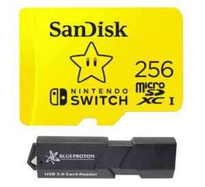 blueproton usb 3.0 microsdxc card reader with sandisk 256gb microsdxc uhs-i card for nintendo switch bundle