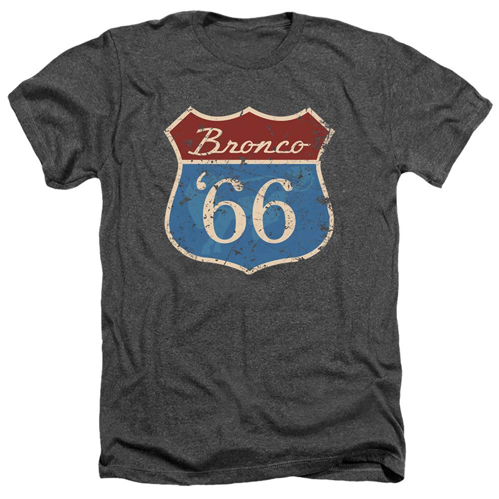 Ford Bronco Route 66 Bronco Unisex Adult Heather T Shirt for Men and Women, 3X-Large Charcoal