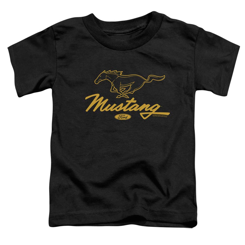 Ford Mustang Pony Script Unisex Toddler T Shirt for Boys and Girls, Small (2T) Black