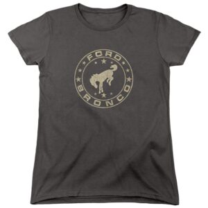 ford bronco vintage star bronco women's t shirt, medium charcoal