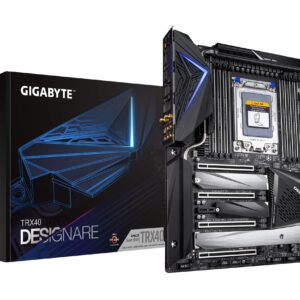 GIGABYTE TRX40 DESIGNARE (sTRX/AMD/TRX40/Direct 16+3 Phase VRM/Fins-Array Heatsink/Gen 4 AIC with 4 Extra M.2/ XL-ATX/Motherboard)