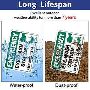 (2 Pack) Emergency Sign, Eye Wash Station Sign, Keep Area Clear Sign, 10 x 7 Inches .40 Rust Free Aluminum, UV Protected, Weather Resistant, Waterproof, Durable Ink，Easy to Mount