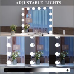 BEAUTME Large Vanity Mirror with Lights,Hollywood Lighted Makeup Cosmetic Mirror with Smart Button,Tabletop or Wall Mounted Makeup Mirrors White