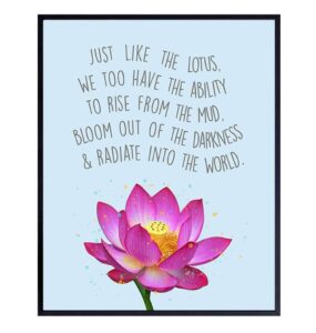 inspirational zen lotus quote wall art decor print - spiritual 8x10 home, office, apartment, yoga studio, meditation room decor - motivational gift for buddhist, buddha fan - unframed poster print