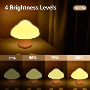 ANGTUO Wooden Mushroom Lamp, 16 Color Changing Mushroom Night Light, Adorable Mushroom Light with Two Remotes