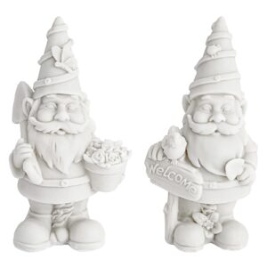 2 pack ceramics to paint - paint your own garden gnome statues, blank paintable ceramics for adults (5 in)