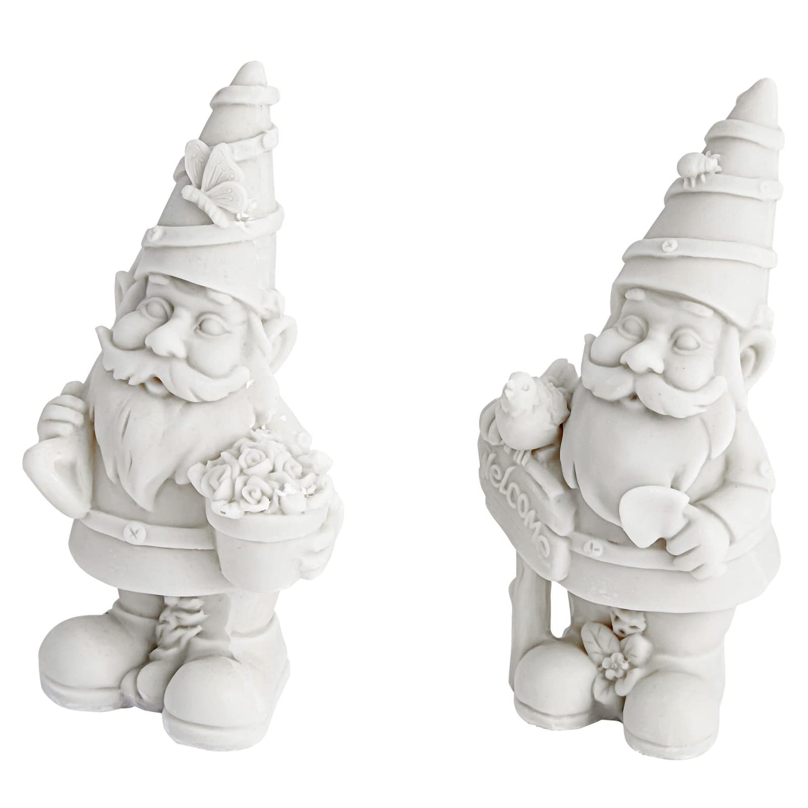 2 Pack Ceramics to Paint - Paint Your Own Garden Gnome Statues, Blank Paintable Ceramics for Adults (5 in)