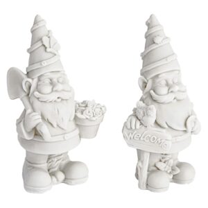 2 Pack Ceramics to Paint - Paint Your Own Garden Gnome Statues, Blank Paintable Ceramics for Adults (5 in)