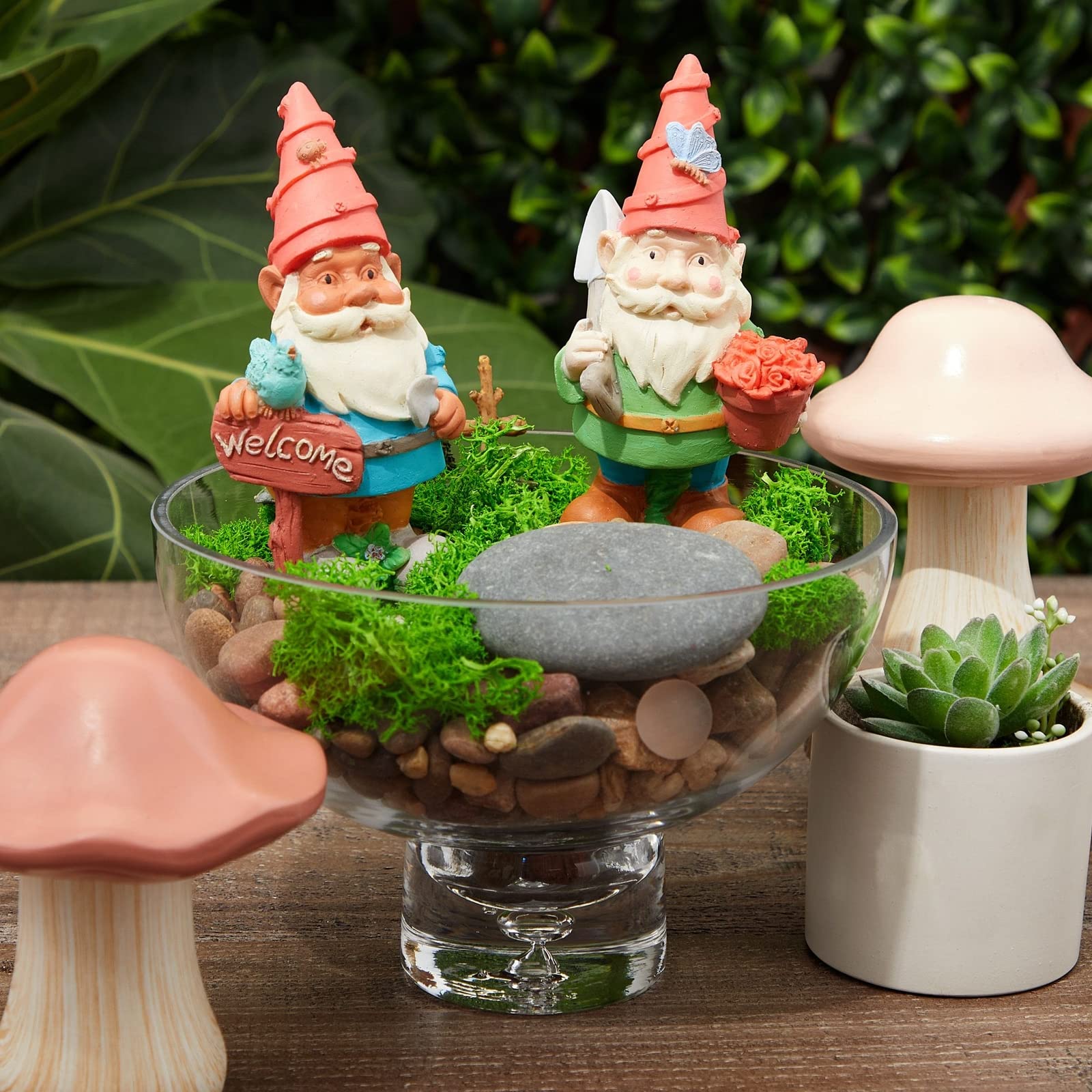 2 Pack Ceramics to Paint - Paint Your Own Garden Gnome Statues, Blank Paintable Ceramics for Adults (5 in)