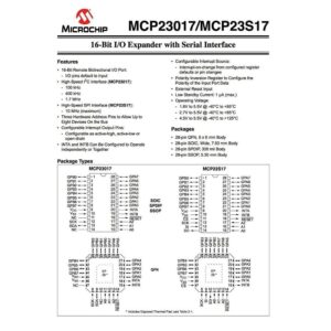 MCP23017-E/SP DIP-28 16 Bit I/O Expander I2C TOP